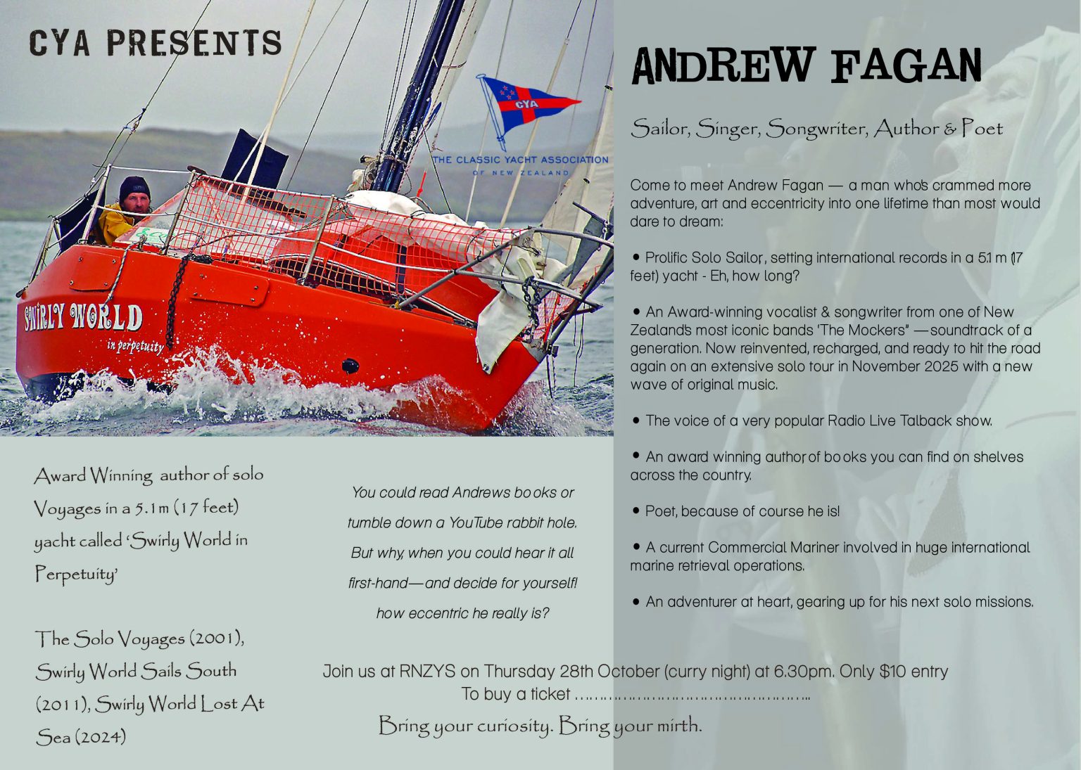 Upcoming Event - CYA Presents - Andrew Fagan - The Classic Yacht ...
